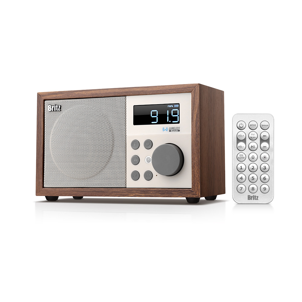 브리츠 BZ-S1 레트로 블루투스 스피커 효도 FM라디오 플레이어 시계 알람 스피커 - Frisbee