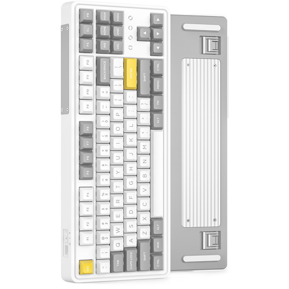 FL-ESPORTS CMK87 유무선 기계식 화이트 그레이 / 카일 박스 저소음 크림 - Frisbee