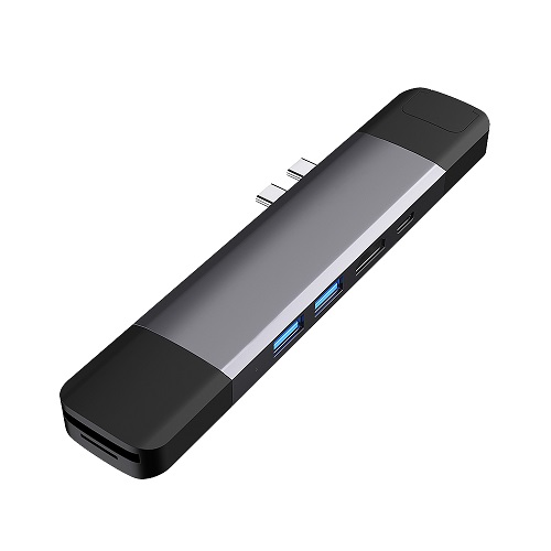 위즈플랫 WIZ-UC50 7 IN 1 맥북 프로 전용 USB허브 USB-C 모듈식 HDMI 기가비트 이더넷 LAN PD기능 ...