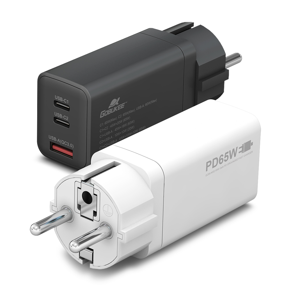 고부기 65W PD PPS 접지형 GaN USB 초고속 미니 3포트 멀티 충전기 - Frisbee