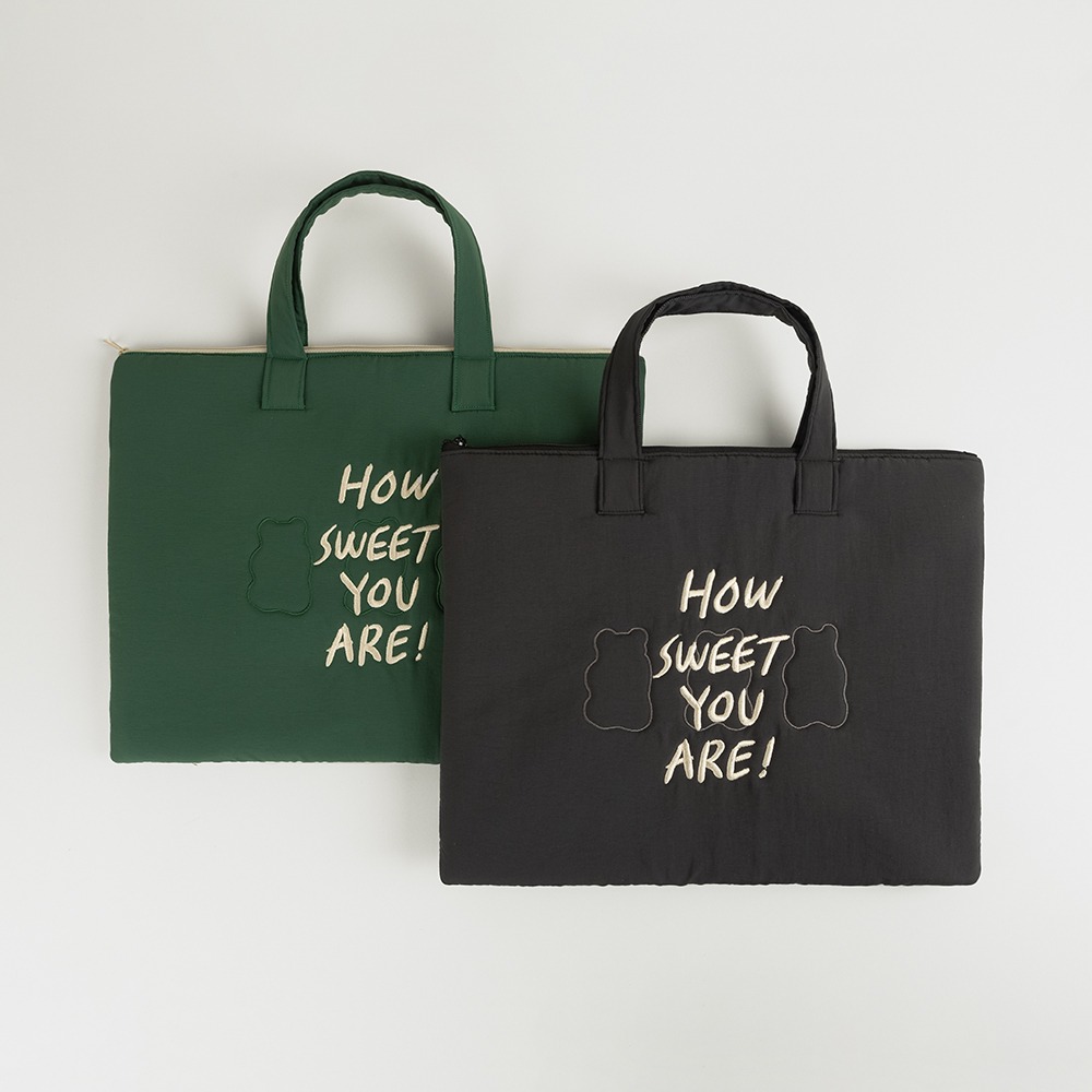 [ALLNEWFRAME]AIRY LAPTOP BAG 맥북 가방 - 스윗 젤리곰 (13/15인치-딥그린) - Frisbee